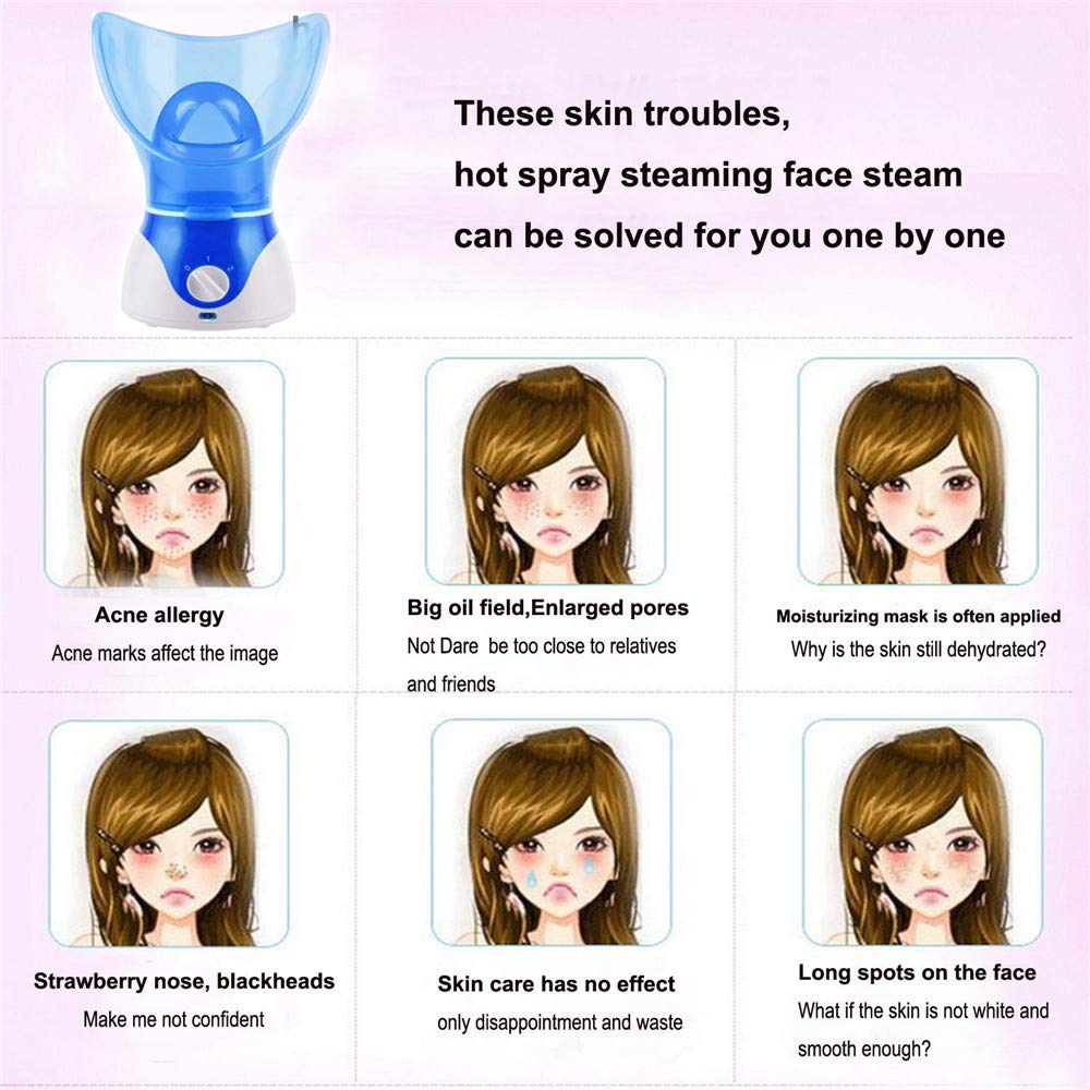 Facial Steamer Hot Mist Face Steamer Home Sauna Face Humidifier for Face Steaming Skincare (Blue)