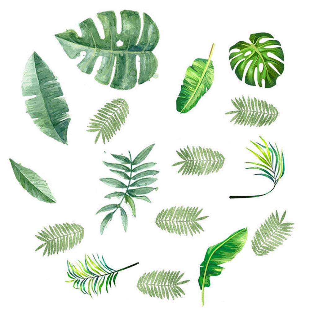 Finduat 96 Pcs Palm Leaf Wall Stickers Decals, Floor Decals, Classroom Home Party Decoration Removable Tropical Plants Tree Leaves Stickers for Kids Nursery Room Decor