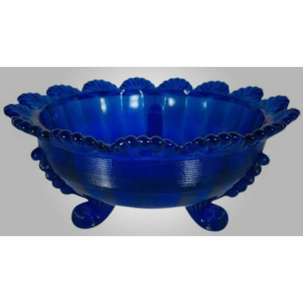 3 Footed Fruit Bowl - American Made - Mosser Glass (Cobalt Blue)