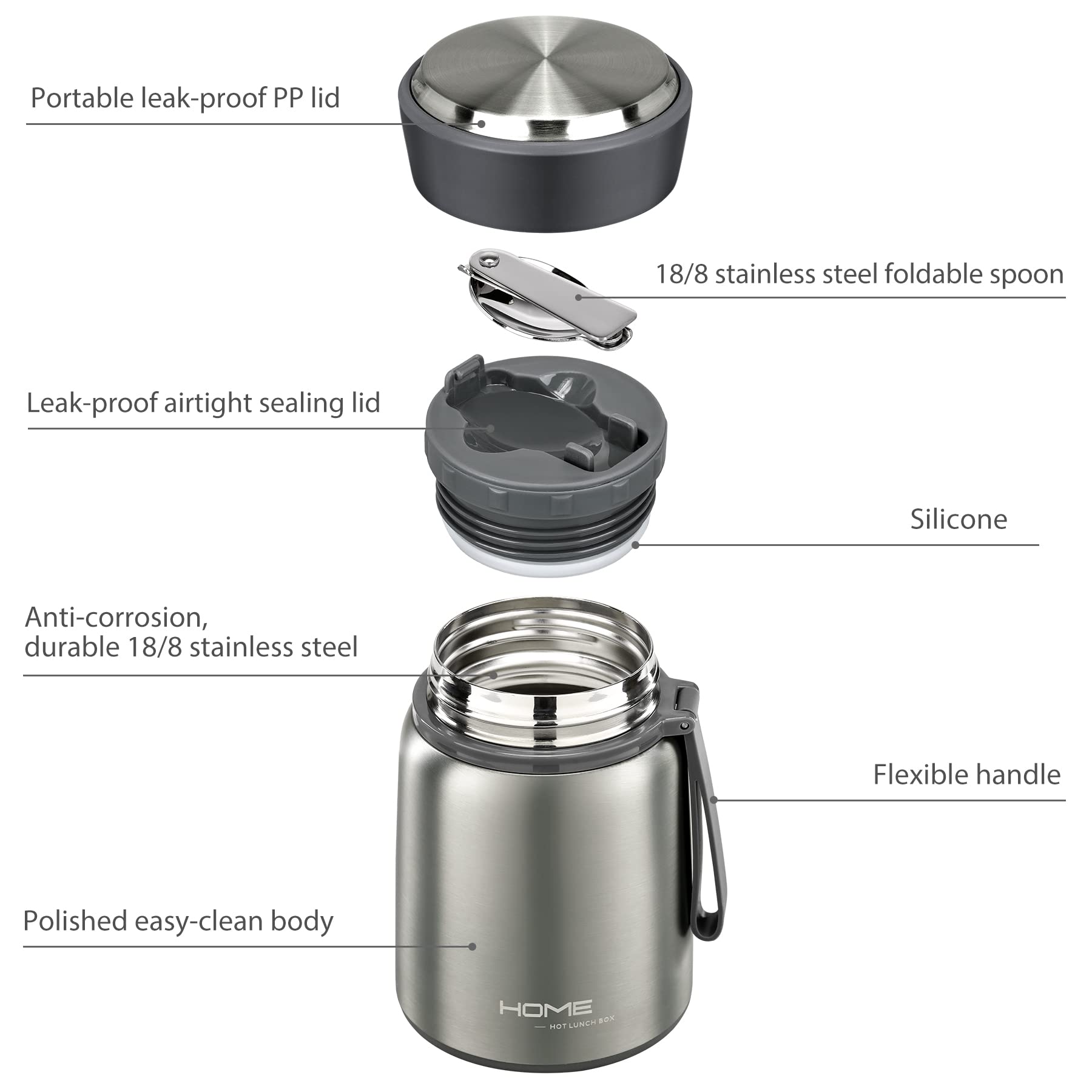 2 Pack Insulated Food Jar Thermos For Hot Food For Adults Kids(18oz,27oz), Lunch Box Stainless Steel Vacuum Soup Thermos Container Flask Keep Hot Cold With Spoon