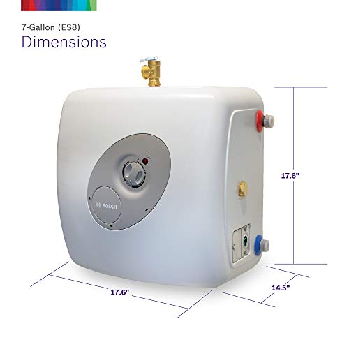 Bosch Electric Mini-Tank Water Heater Tronic 3000 T 7-Gallon (ES8) - Eliminate Time for Hot Water - Shelf, Wall or Floor Mounted