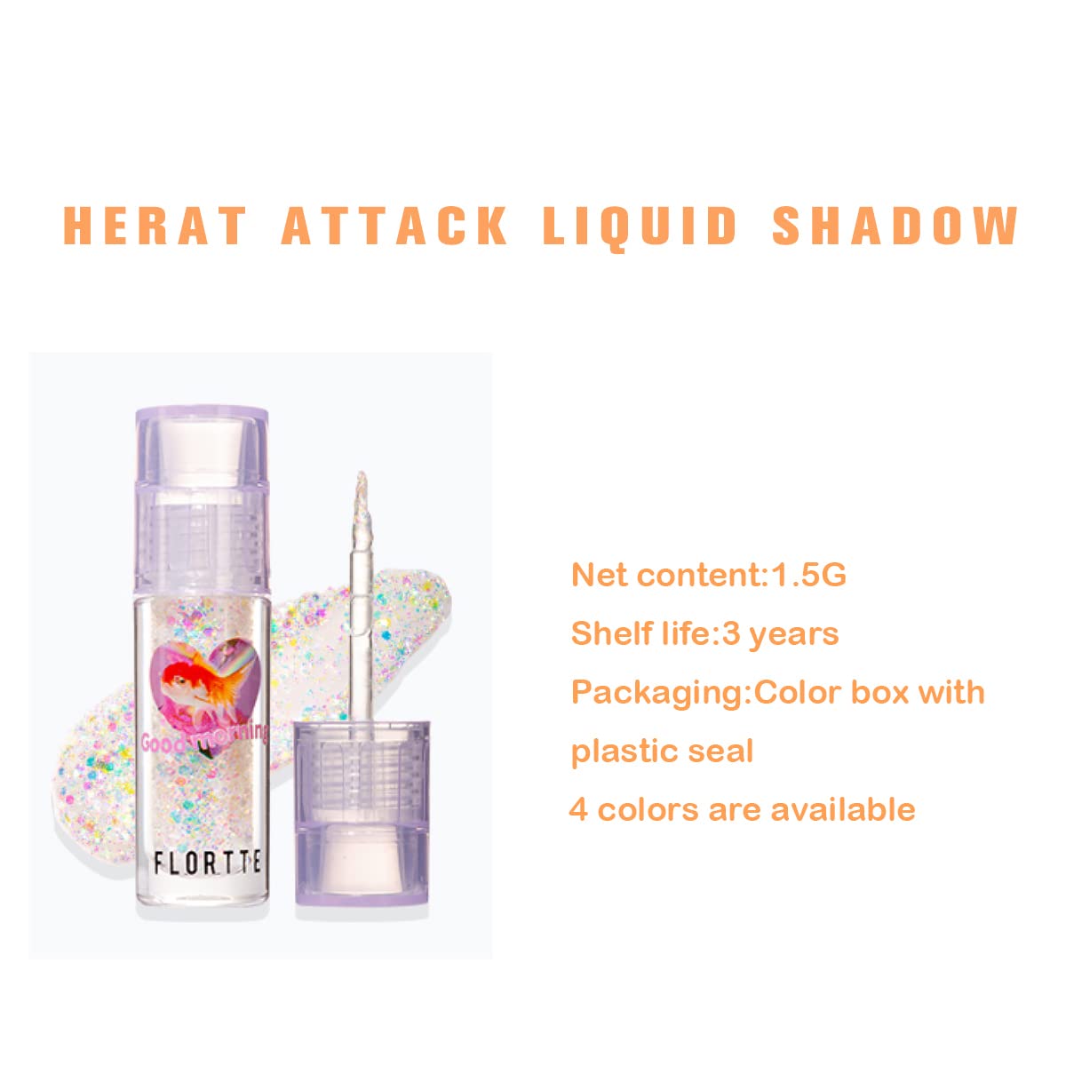 2PCS Flortte Liquid Glitter Eyeshadow, Korean Makeup Star Diamond Streamer Liquid Eyeshadow, Bling Pigmented Eye Makeup Sparkling Korean Eye Glitter, Easy to Apply Liquid Glitter Eyeshadow, Long Lasting Glitter Eyeliner Liquid Shimmer Eyeshadow (02+03)