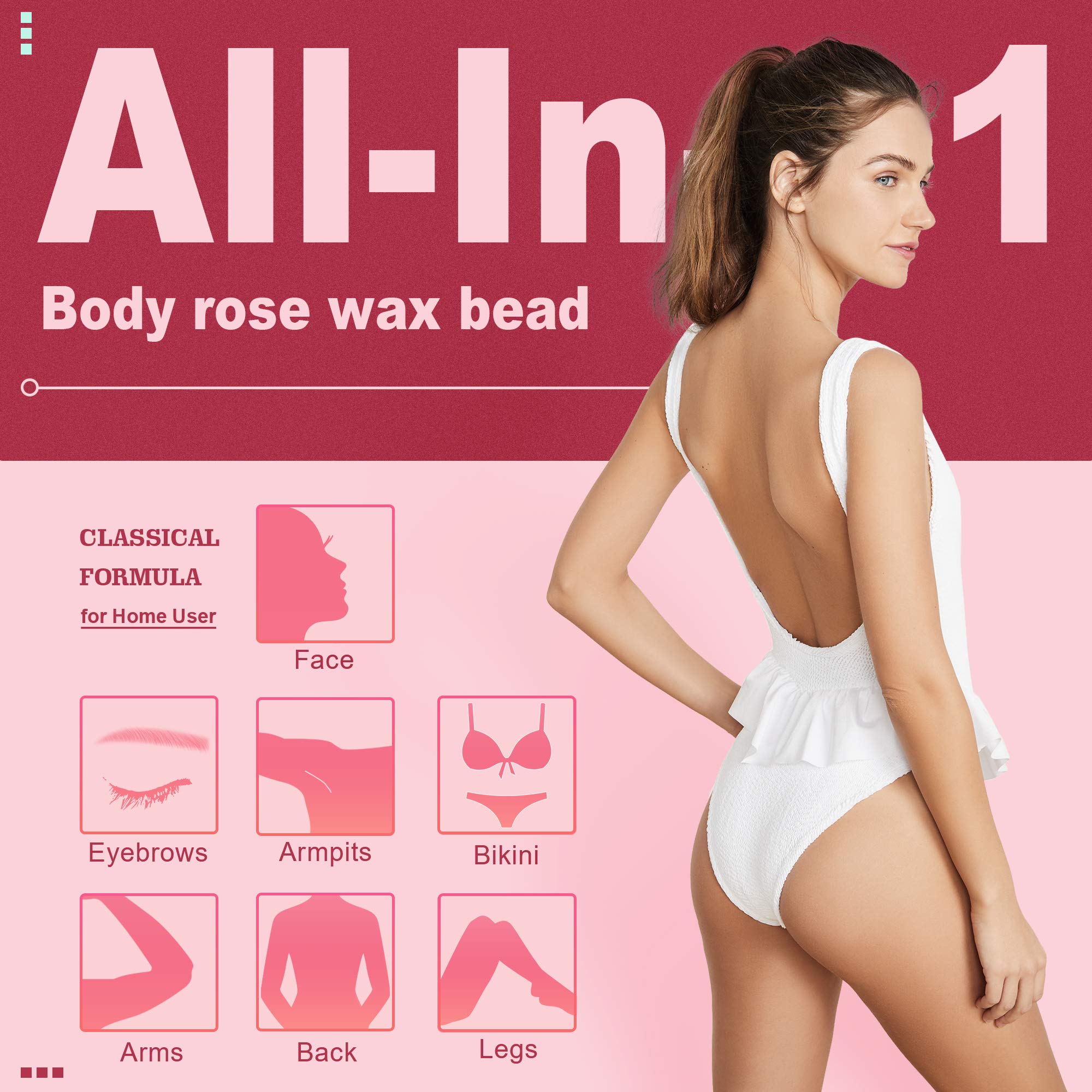 2LB Hard Wax Beads +300g Wax Beans Refilled for Brazilian Bikini Full Body Face Eyebrow Armpit Leg Back and Chest Hair Removal