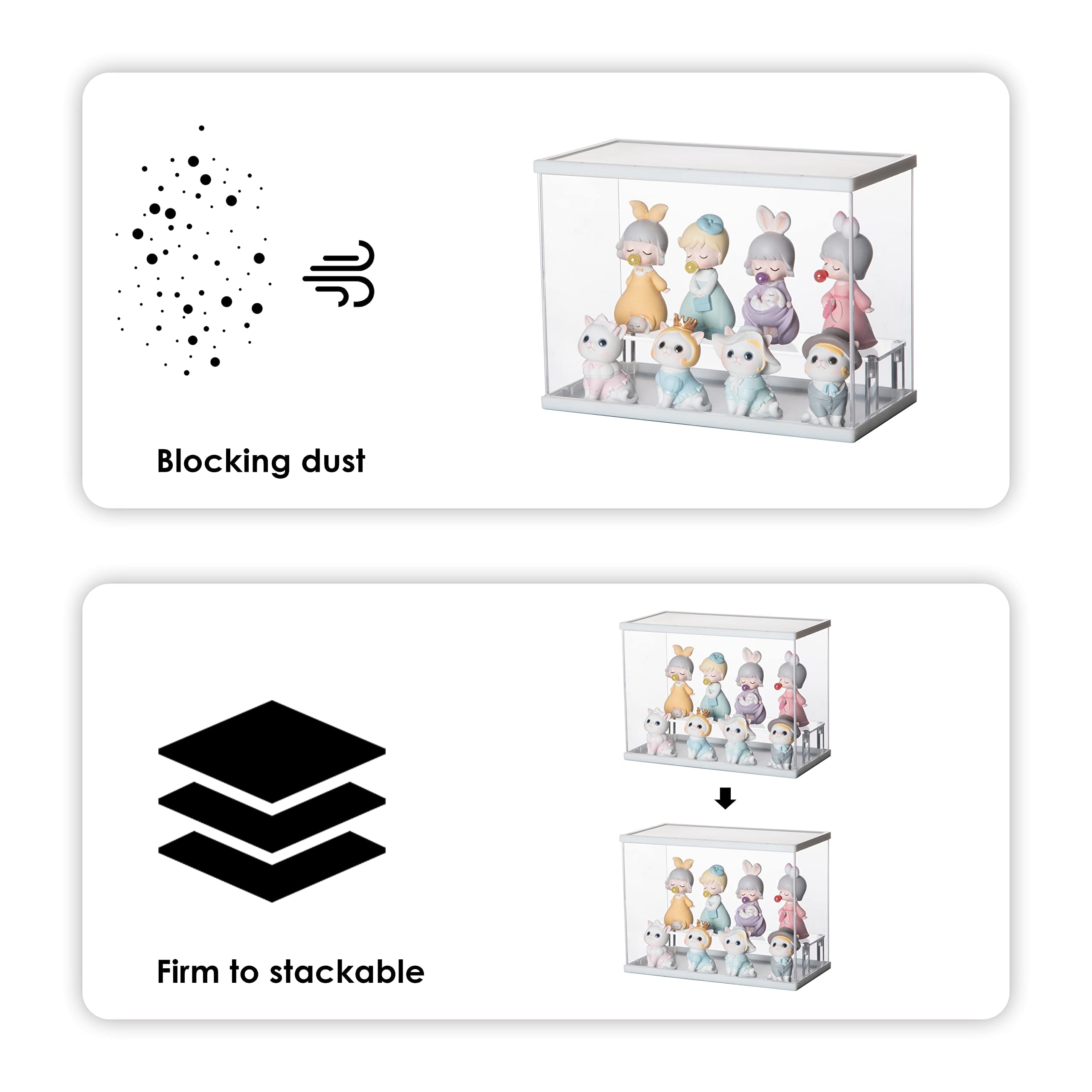 Acrylic Display Case Display Box with White Lid and White Base, Dustproof Showcase Figurines Collection Acrylic Cube for Toy Dolls Souvenirs Models(11.8 X 6.3 X 8.7 INCH)
