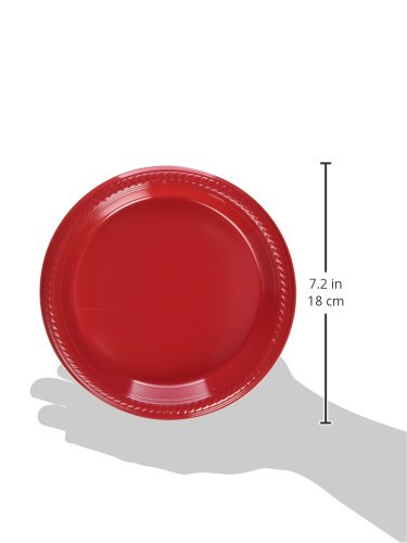 Amscan Big Party Pack Plastic Plates | Apple Red | 50 Pcs, 7-Inch