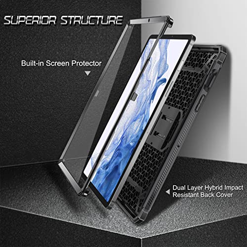 Fintie Case for Samsung Galaxy Tab S8/Tab S7 11 Inch (Model SM-X700/X706/T870/T875/T876), Tuatara Rugged Unibody Hybrid Full Protective Bumper Kickstand Cover Built-in Screen Protector, Black