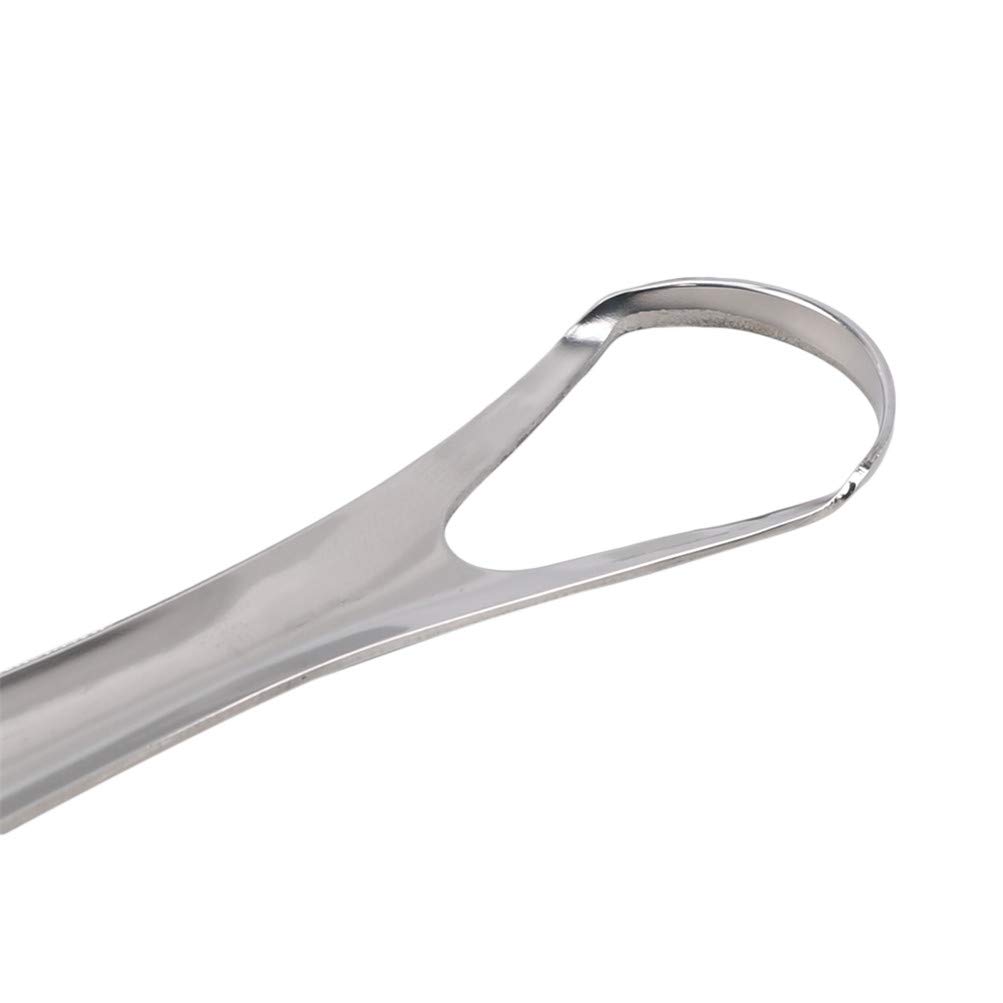 Flybloom Tongue Scraper, Reusable Portable Stainless Steel Tongue Cleaner Brush for Adults(Silver Color)