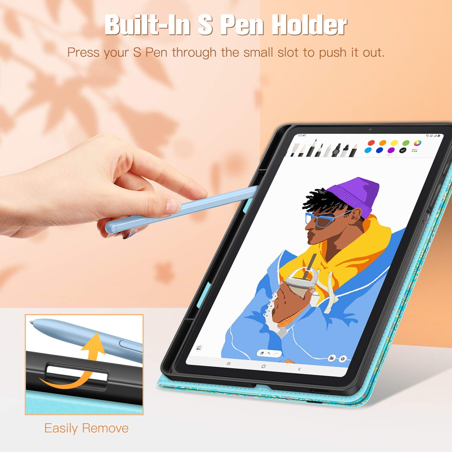 Fintie Folio Case for Samsung Galaxy Tab S6 Lite 10.4 Inch 2024/2022/2020 with S Pen Holder, Soft TPU Back Slim Fit Cover Auto Sleep/Wake, Shades of Blue