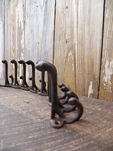 Coat Hat Hooks Cast Iron Lot Set of 12 Double Hook 3.25" Antique Vintage Style