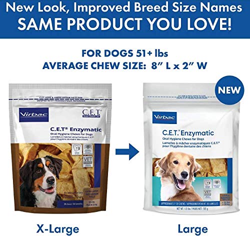 C.E.T. Enzymatic Oral Hygiene Chews for Large Dogs (51+ Pounds) - 90 (chews) by Virbac