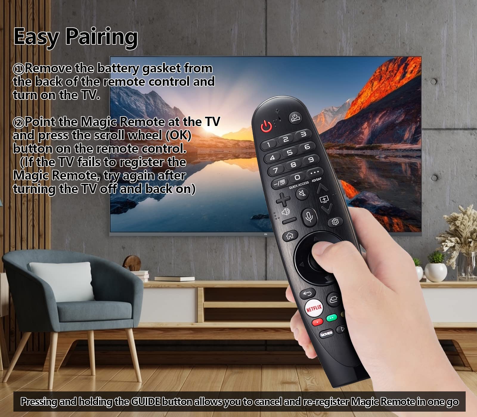 AN-MR19BA MR20GA AKB75855501 AKB75635305 Voice Magic-Remote-Control Replacement for LG-Smart-TV-Remote,with Voice Recognition and Pointer Function for LG OLED UHD QNED NanoCell 4K 8K Models