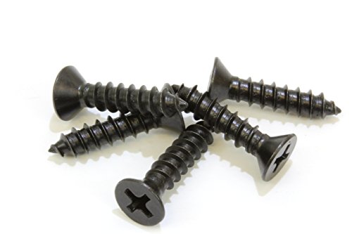 Bolt Dropper 8 x 3/4'' Black Oxide Coated Stainless Flat Head Phillips Wood Screw (100 Pack), 18-8 (304) Stainless Steel Screws Corrosion Resistant Flat Head by Bolt Dropper