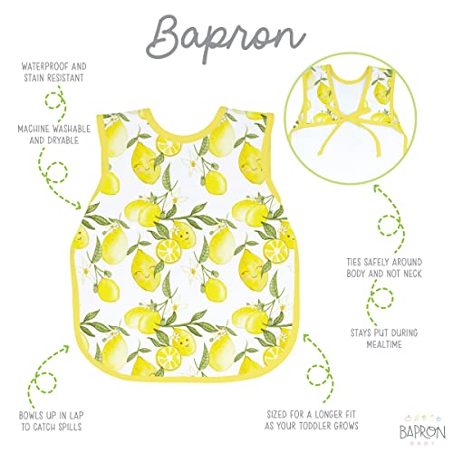 BapronBaby Fresh Lemon Bapron - Soft Waterproof Stain Resistant Bib - Machine Washable - 6m - 5yr - (Sz Baby/Toddler 6m-3T)