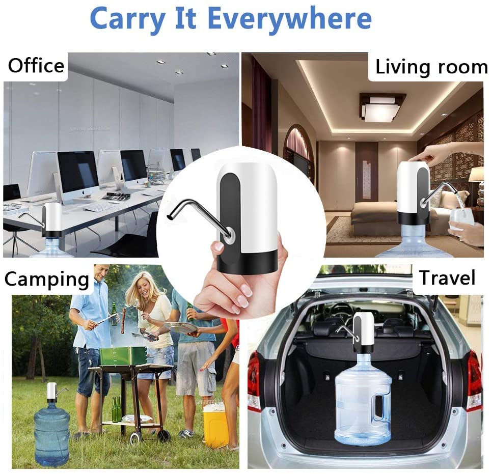 Electric Drinking Water Bottle Pump, USB Charging Automatic Drinking Water Dispenser, 5 Gallon Water Pump Dispenser, Portable Water Jug Pump for Universal 2-5 Gallon Bottle, for Home, Office, Travel