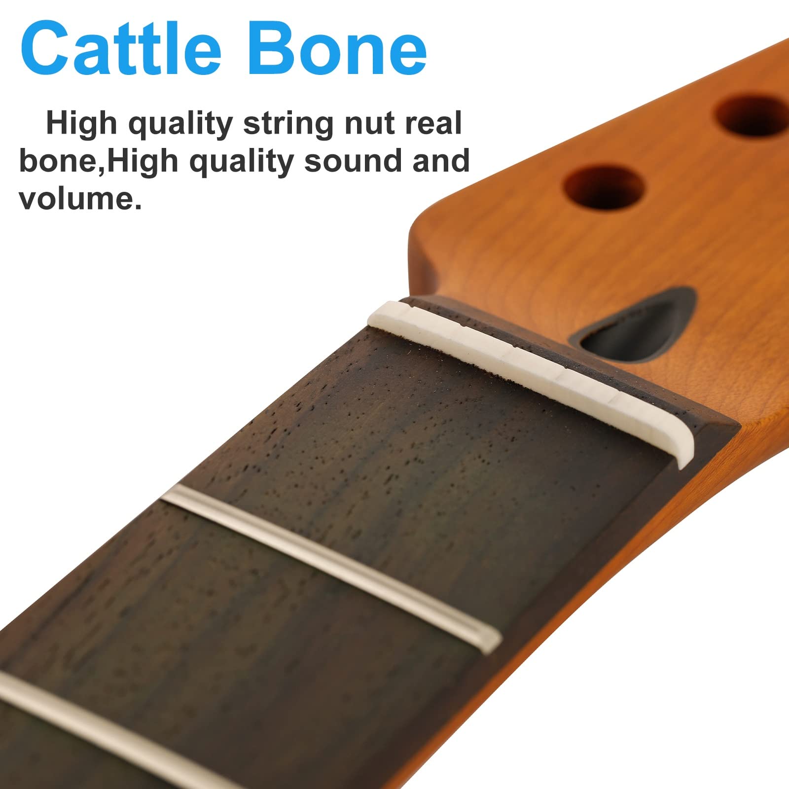 22fret TL Canadian Flamed Roasted Maple Electric Guitar Neck 14" Radius of Fingerboard, Bone Nut, Rosewood Fingerboard