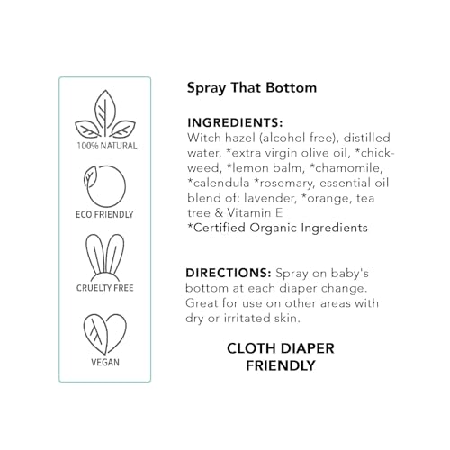 Balm Baby Spray That Bottom - Diaper Rash Cream Spray – No Touch - No Rub - Travel Friendly Skin Aid To Cleanse, Moisturize, Soothe, Prevent and Heal – 4oz All Natural, Vegan, Herbal Diaper Care