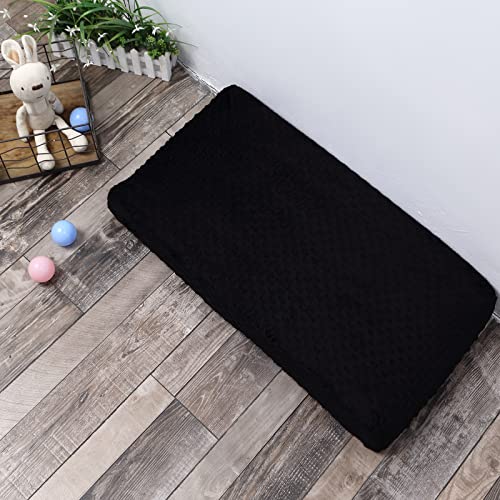 Changing Pad Cover Super Soft Minky Dots Skin-Friendly Breathable Wipeable Changing Table Sheets for Baby Boy and Baby Girl (Black)