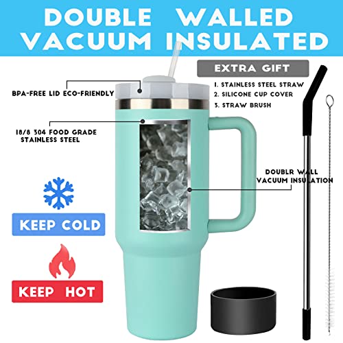 40 oz Tumbler with Handle and Straw Lid,Stainless Steel Travel Mug Water Bottle Cup,Reusable Insulated Vacuum splashproof Cup,for Car,Home,Office,Gifts