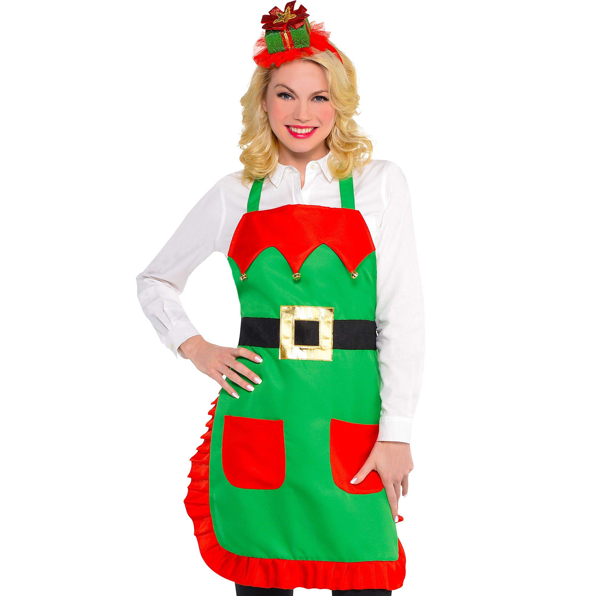 amscan Party City 3-Pack Christmas Elf Fabric Apron for Teens and Adults, One Size Fits Most