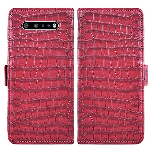Asuwish Compatible with LG V60 ThinQ V60ThinQ 5G G9 Thin Q Wallet Case with Tempered Glass Screen Protector and Flip Cover Card Holder Cell Accessories Phone Cases for LGV60 V 60 60ThinQ 60V Red