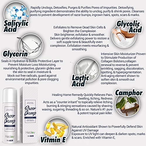 Roll On Razor Bump Treatment for Bikini Area, Legs, Underarms, Groin, Face – Natural Post Shaving & Waxing Dark Spot Removal Ingrown Hair Razor Burn Relief Ointment Solution for Women & Men
