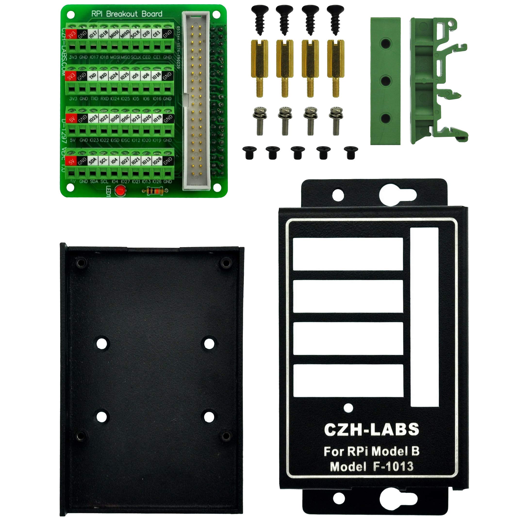 CZH-LABS RPi Screw Terminal Block Breakout Module with Aluminum Enclosure. for Raspberry Pi 1 2 3 Model B/B+