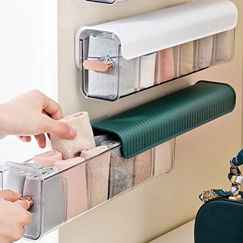 6 Cell Wall Mount Sock Underwear Organizer Dividers Hanging Clear Drawer and Closet Storage Boxes Switchable Closet Sock Organizers for Clothes Socks Lingerie Underwear Ties(#2)