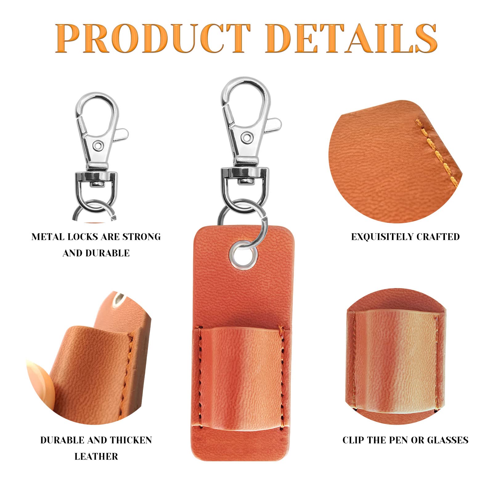 2 Pieces Pen Lanyard Holder, Pen Holder for Lanyard Pen Holder for Clipboard with Clip PU Leather Exquisite Workmanship Anti-lost Leather Pen Holder for Badge Clipboard (Black and Brown)