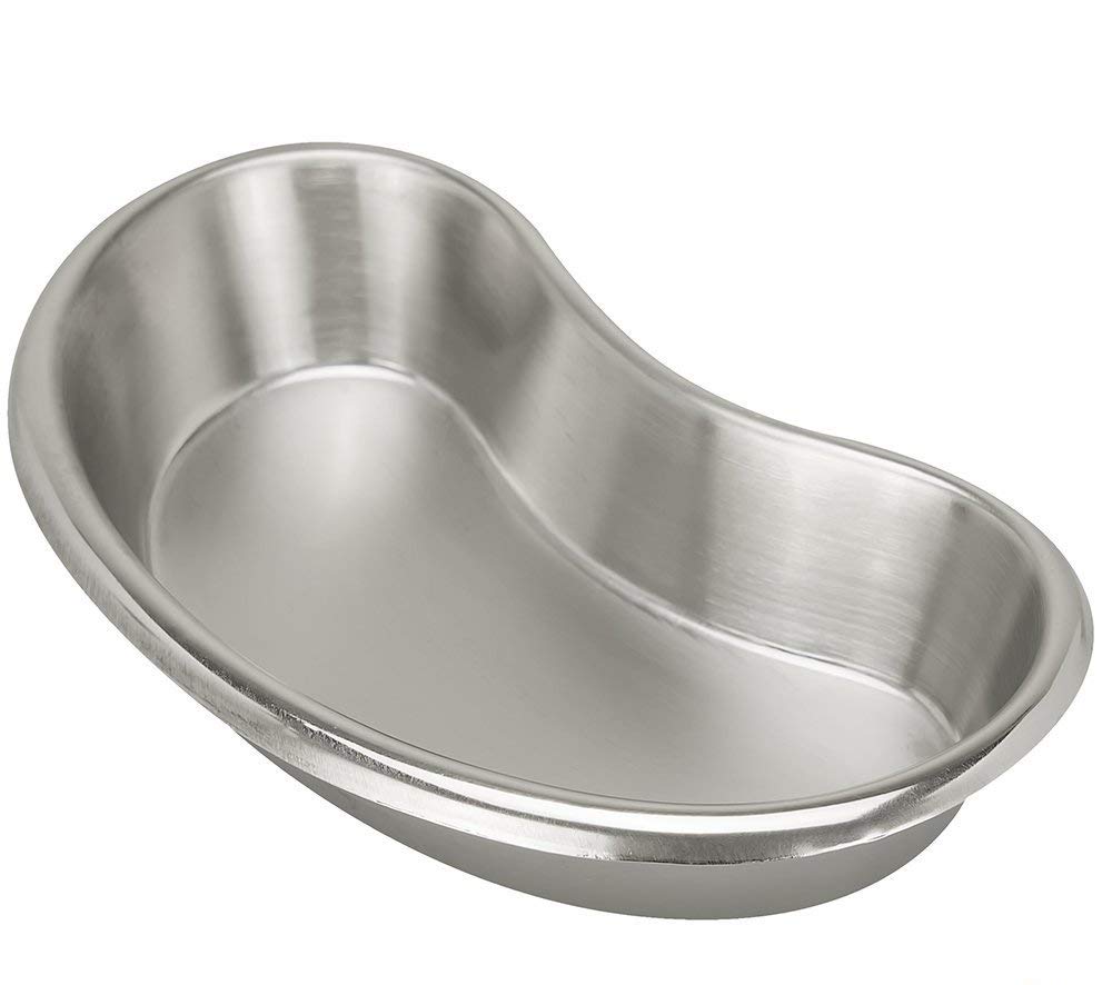 Bosky Stainless Steel Large Kidney Tray 10" inch Basin Finest Emesis Bowl SS 304 Round Edges Surgical Utility 600 cc