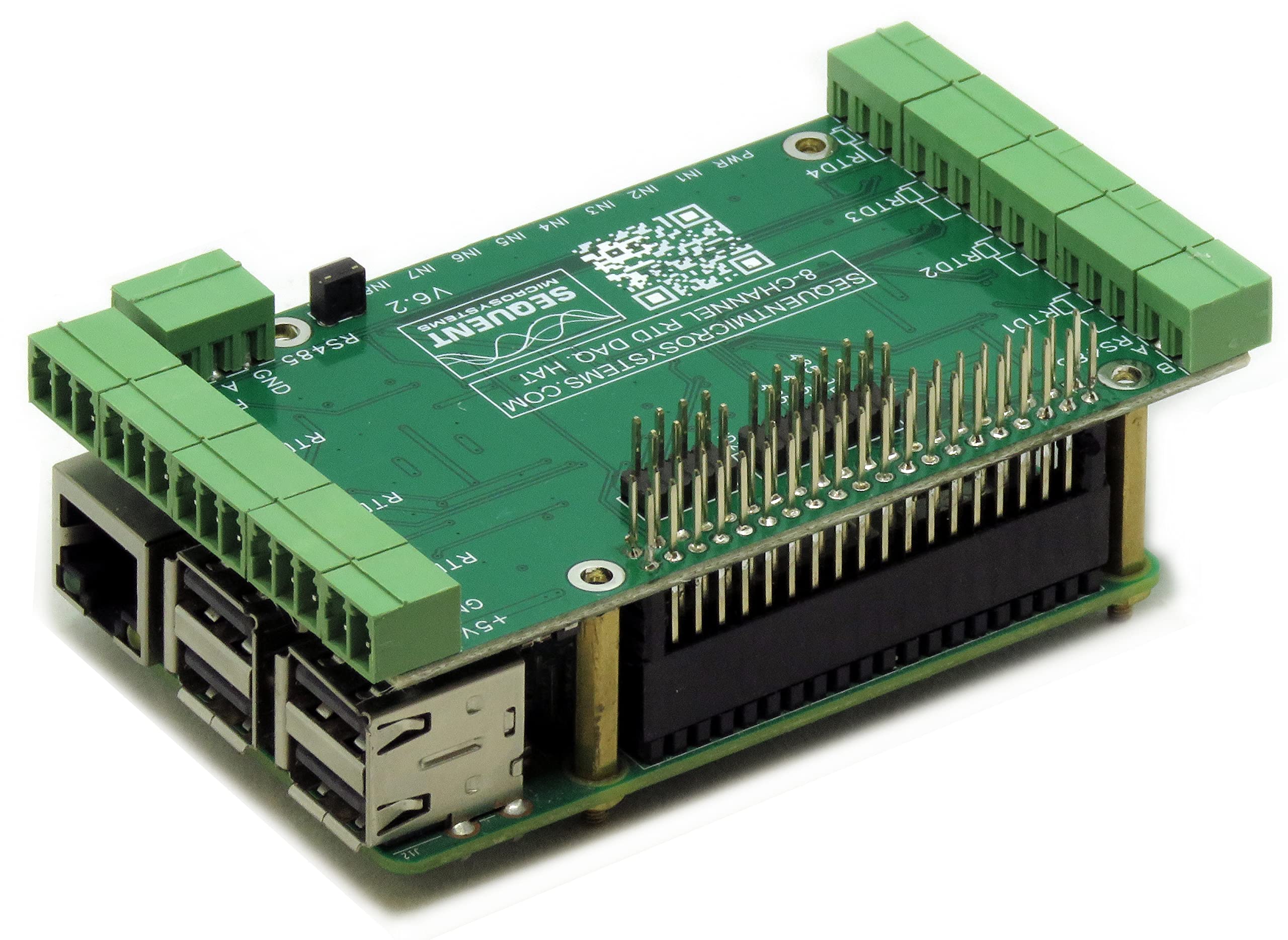 RTD Data Acquisition 8-Layer Stackable HAT for Raspberry Pi