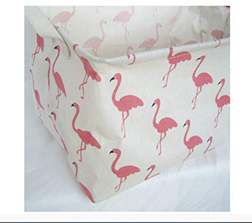 Flamingo Rectangular Storage Basket, Collapsible Storage Basket, Waterproof Coated Storage Box with Handle. Used to Organize Children's Toys and Clothing, Books, Gift Baskets