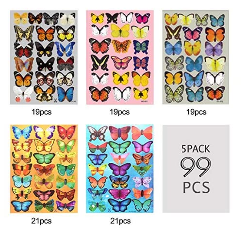 Butterfly Wall Decals 99Pcs 3D Butterflies Wall Stickers Removable, Mural Decor for Kids Room Bedroom Decor Living Room Decor …