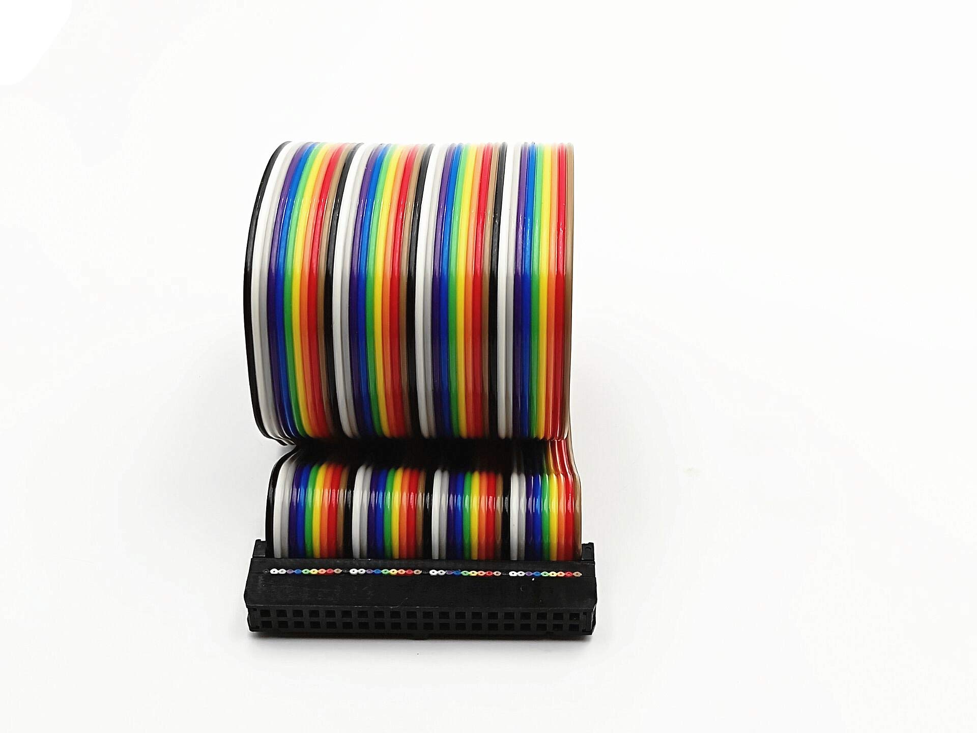 BUUSHI 2.54mm Pitch 40 Pin 40 Way F/F Connector IDC Flat Rainbow Ribbon Cable 1.7ft
