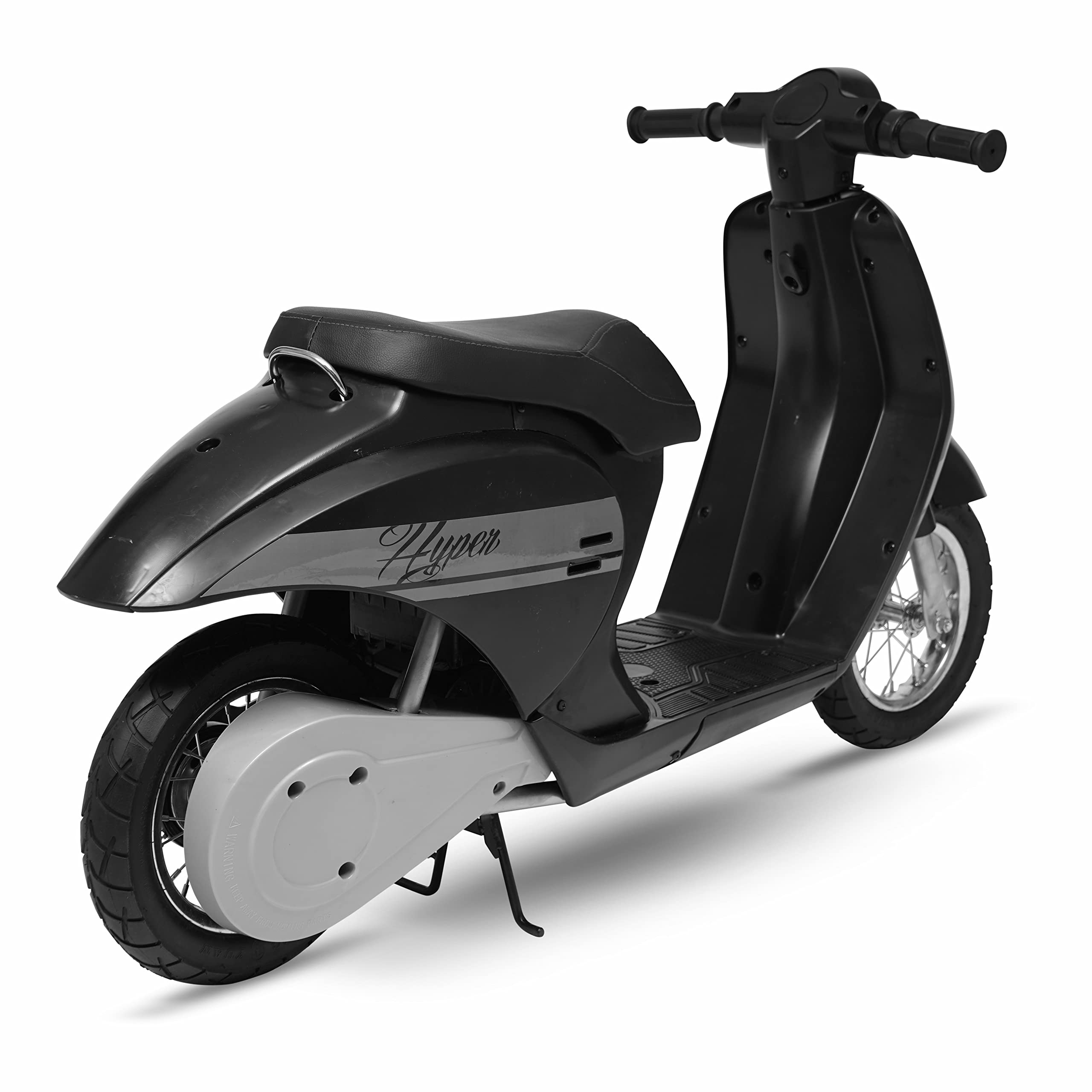 24 Volt Hyper Toys Retro Scooter, Black, Battery Powered Electric Scooter with Easy Twist Throttle