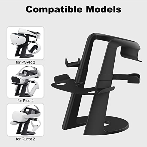 AMVR VR Stand for Quest 2, VR Headset and Touch Controllers Display Holder for Quest 2, PSVR 2, Quest, Rift, Rift S or Valve Index (Black, Just VR Stand)