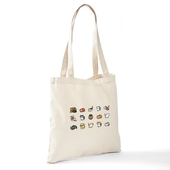 CafePress Neko Atsume Tote Bag Natural Canvas Tote Bag, Reusable Shopping Bag