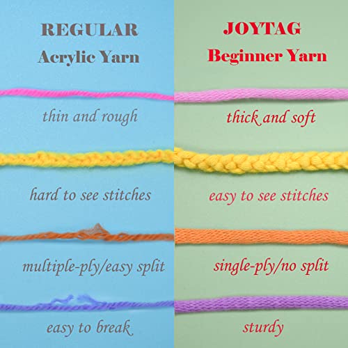 6 Pack Beginners Crochet Yarn Rainbow Pink White Beige Coffee Black Cotton Crochet Yarn for Crocheting Knitting Beginners with Easy-to-See Stitches Crochet Yarn for Beginners Crochet Kit(6x50g)