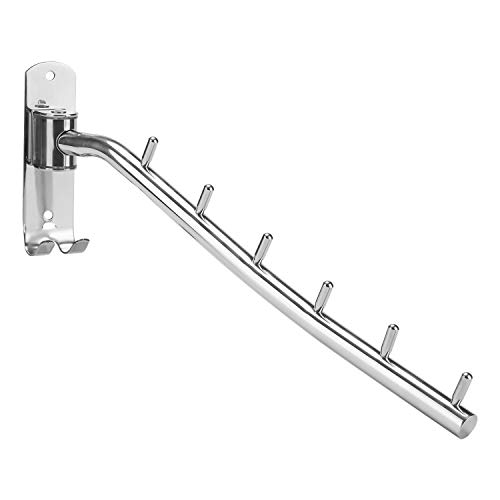 Folding Clothes Rack, 13.4β Stainless Steel Wall Mounted Clothes Hanger with 6 Hooks Heavy Duty Swing Clothes Holder Closet Storage Organizer Modern Durable Drying Rack Hook Polished Finish ( 2 Pack )