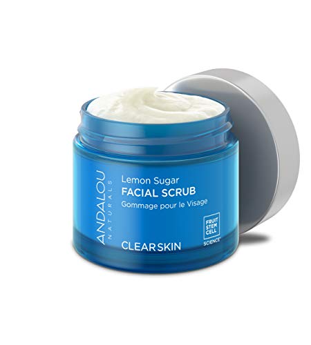 Andalou Naturals Lemon Sugar Facial Scrub, 1.7 oz., Gently Exfoliates and Cleanses for a Clearer, Brighter, and Balanced Looking Complexion, with Meyer Lemons and Manuka Honey