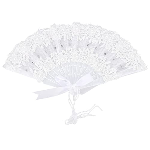 FOMIYES Lace Peal Fan Folding Hand Fans Wedding Bride Fan Dance Fan Decorative for Performance Wedding Dancing Church Party