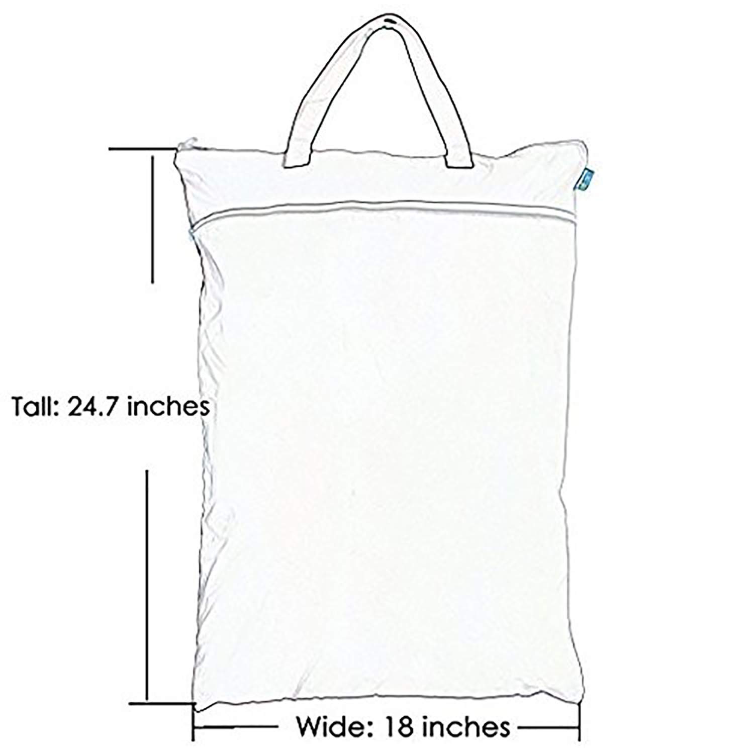 Damero Hanging Wet Dry Bag, Reusable Laundry Wet Bag with Two Compartments for Cloth Diaper and Swimsuit, Large- Black