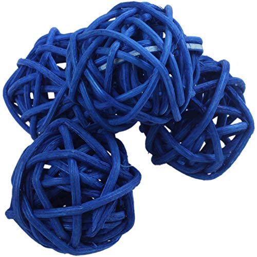 Andifany 12 pcs 3cm Rattan Wicker Ball for Garden, Wedding, Party Decoration (Royal Blue)