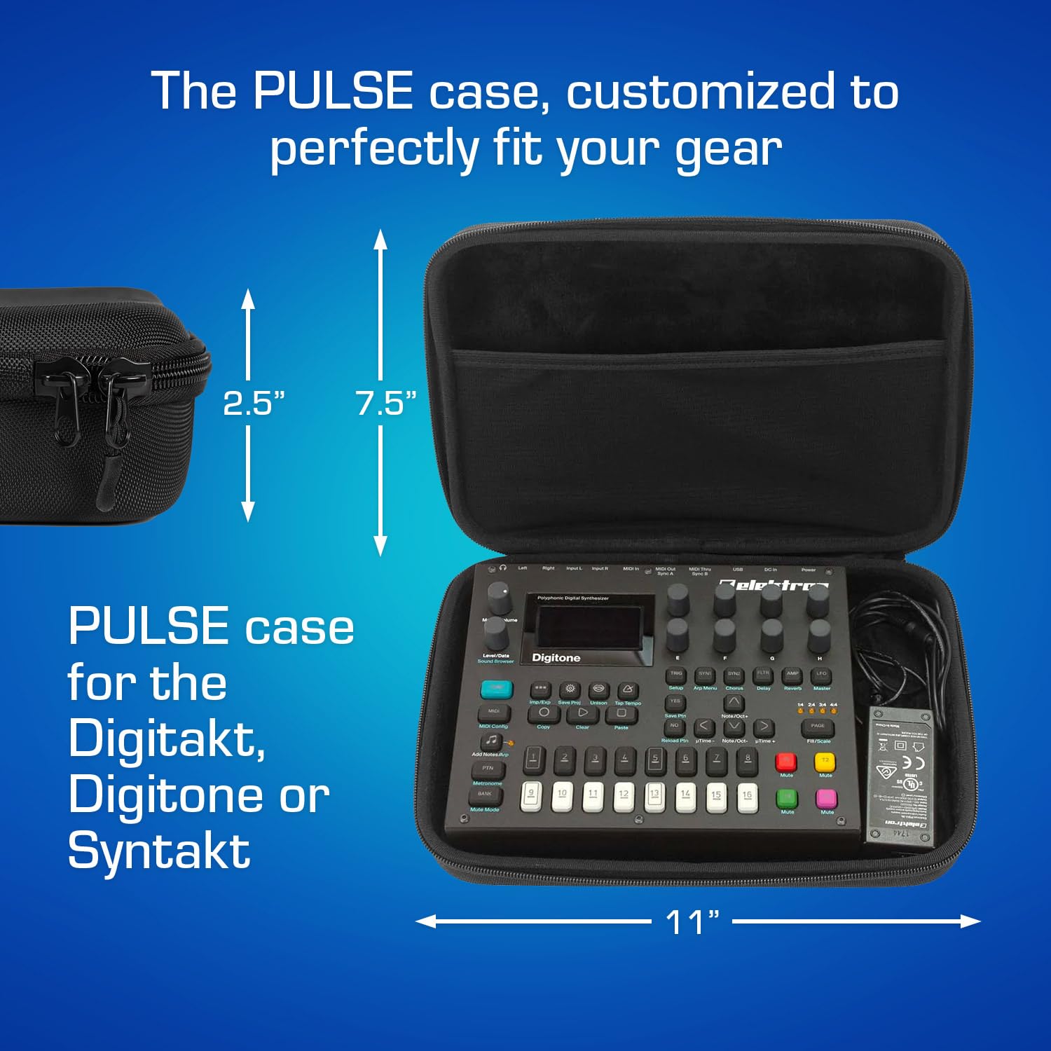 ANALOG CASES Elektron Digitakt/Syntakt/Digitone Case - Custom-Fitted Compact PULSE Hard Case for Travel