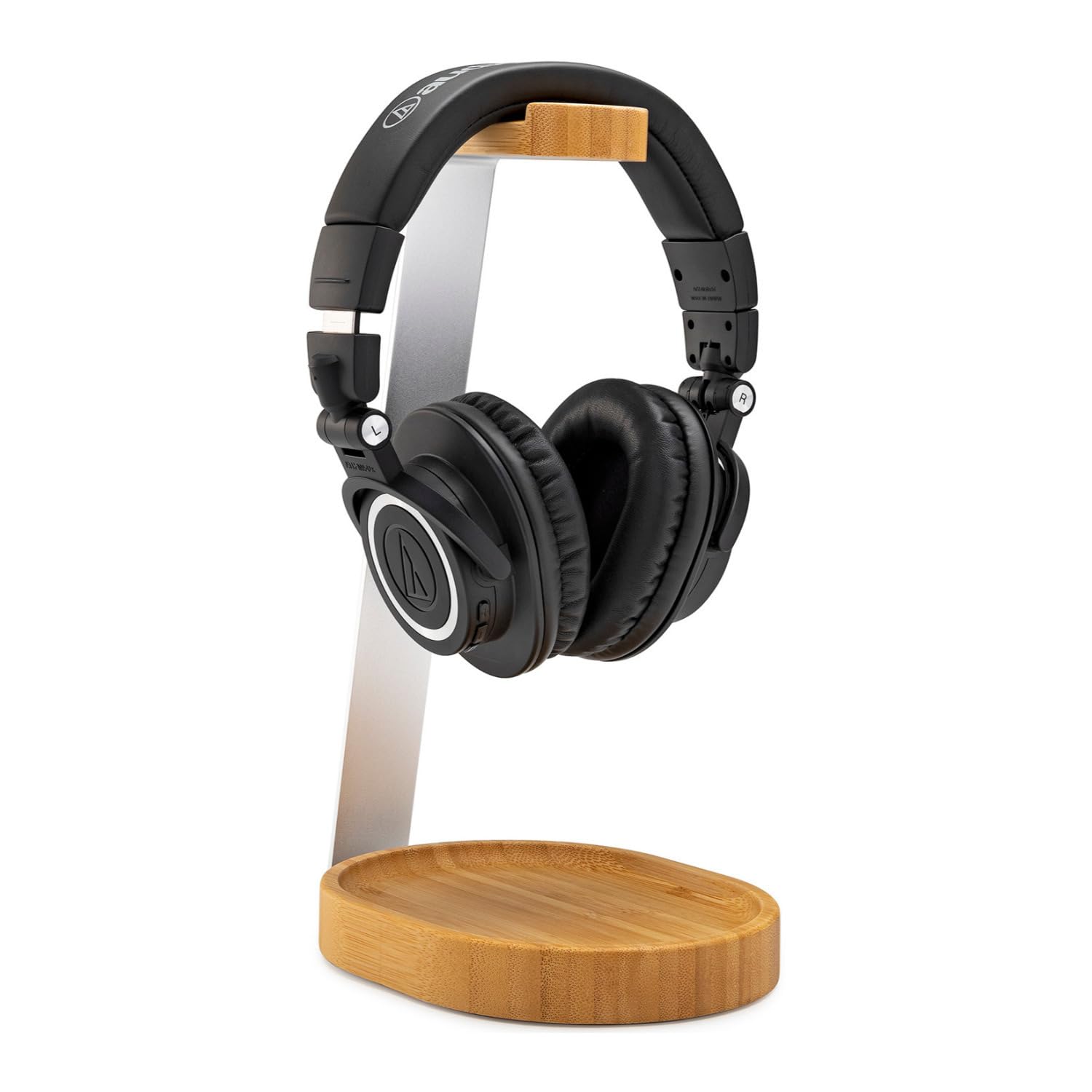 Audio-Technica ATH-M50X Studio Headphones Bundle with Knox Gear Wooden Stand and Protective Case (3 Items)