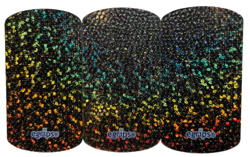 3pk egrips 1" x 2" Black Sparkle Universal Grip Stickers for Mobile Cell Phone, Remotes, Handheld Devices, Not for Phone Sides or Curved Surfaces