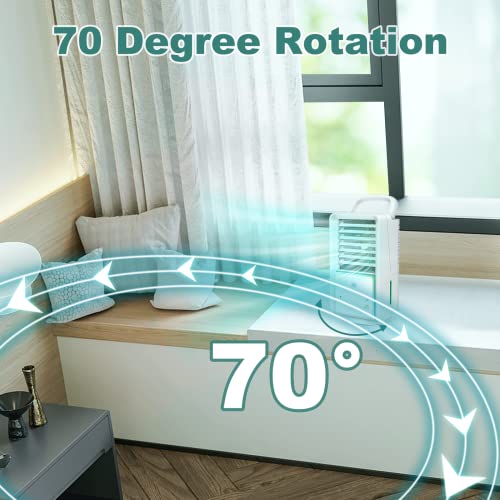 Ancokio Personal Air Cooler, 4 in 1 Personal Desktop Cooling Fan 3 Speeds 7 Colors Light, Evaporative Portable Air Conditioner with White 11.14 x 6.89 x 6.57 inches