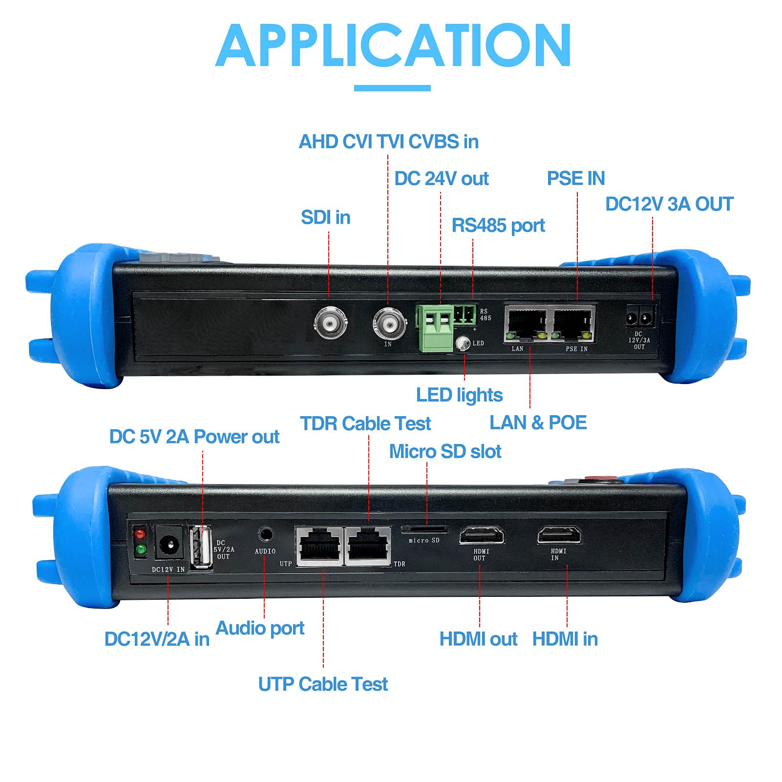 Rsrteng CCTV Camera Tester, IPCXS-ACHITU Security IP Camera Tester 8MP CVI TVI AHD SDI CVBS Camera Tester 7inch IPS Touch Screen Support TDR POE WIFI 4K HDMI IPC Tester