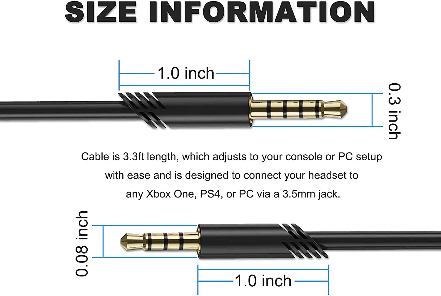 Adhiper A50 Replacement Cord Inline Mute Cable, Headsets Cord Audio Headset Cable for Astro A10 A30 A40 A50 G633 G933 Gaming Headphones, for Xbox One PS4 PC Gaming Mobile MixAmp (Black)