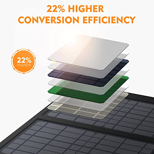 40W Solar Panel EnginStar 40 Watt Foldable Solar Panel for Portable Power Station w/QC3.0 USB Port for Phone Laptop 12-15V DC Output(10 Connectors) for Outdoor Camping RV Off Grid