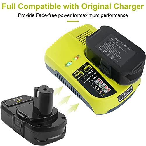 ARyee 3000mAh P102 18V Lithium Battery Replacement for 18Volt Ryobi Tools ONE+ P100 P103 P104 P105 P107 P108 P109 P190 (2)